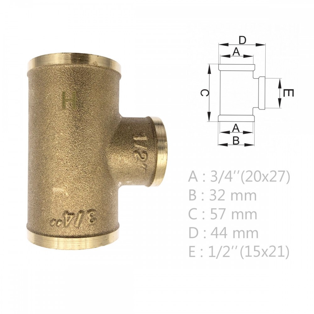 Raccord té réduit en laiton femelle à visser